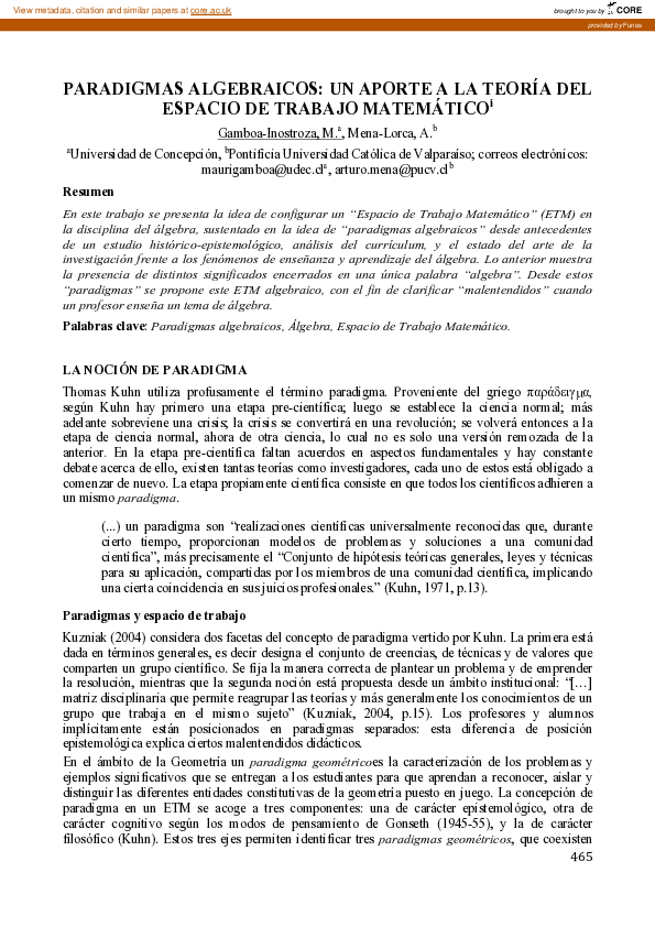 (PDF) Paradigmas algebraicos: una aporte a la teoría del espacio de ...