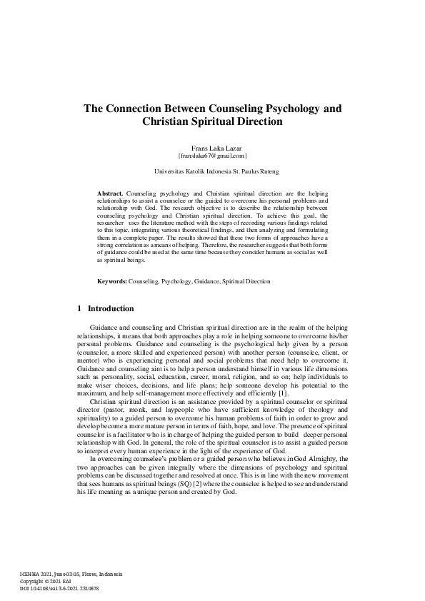 (PDF) The Connection Between Counseling Psychology and Christian ...