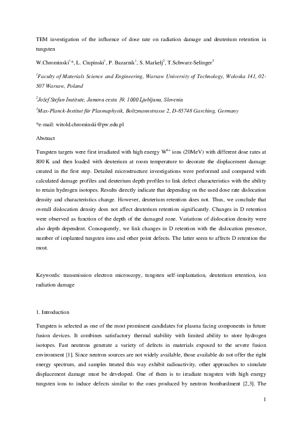 (PDF) TEM investigation of the influence of dose rate on radiation ...