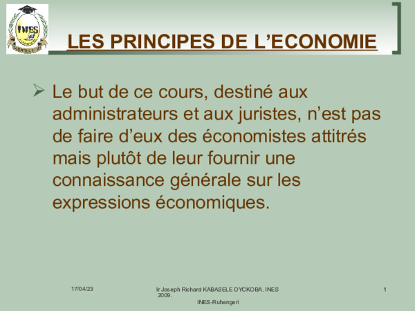 (PPT) PRINCIPES DE L'ECONOMIE