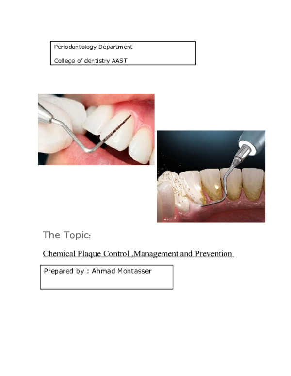 (DOC) Chemical plaque control and application