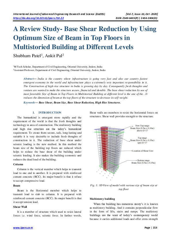 (PDF) Base Shear Reduction in High-Rise Buildings Using Beam Optimization