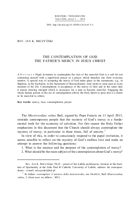 (PDF) The Contemplation of God the Father's Mercy in Jesus Christ