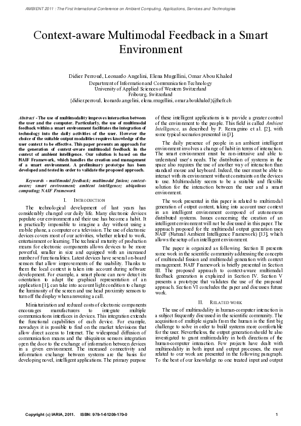 (PDF) Context-aware Multimodal Feedback in a Smart Environment | Omar khaled - Academia.edu