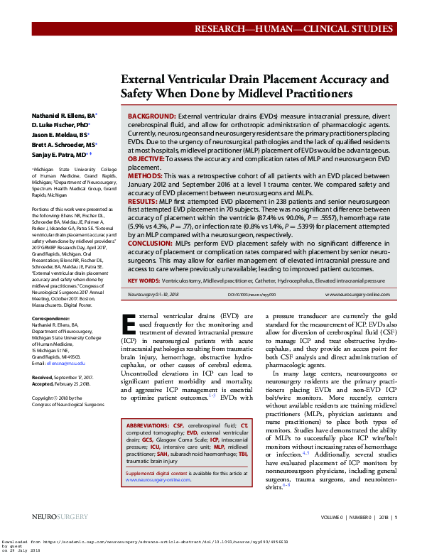 (PDF) External Ventricular Drain Placement Accuracy and Safety When ...