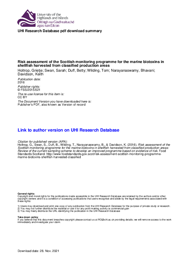 (PDF) Risk assessment of the Scottish monitoring programme for the ...