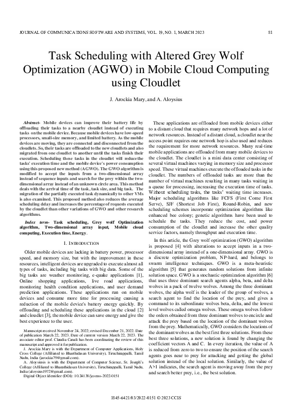 (PDF) AGWO Task Scheduling in Mobile Cloud Computing