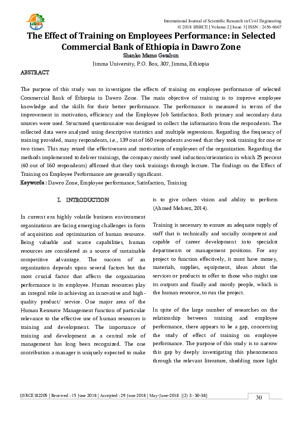 (PDF) The Effect of Training on Employees Performance: in Selected ...