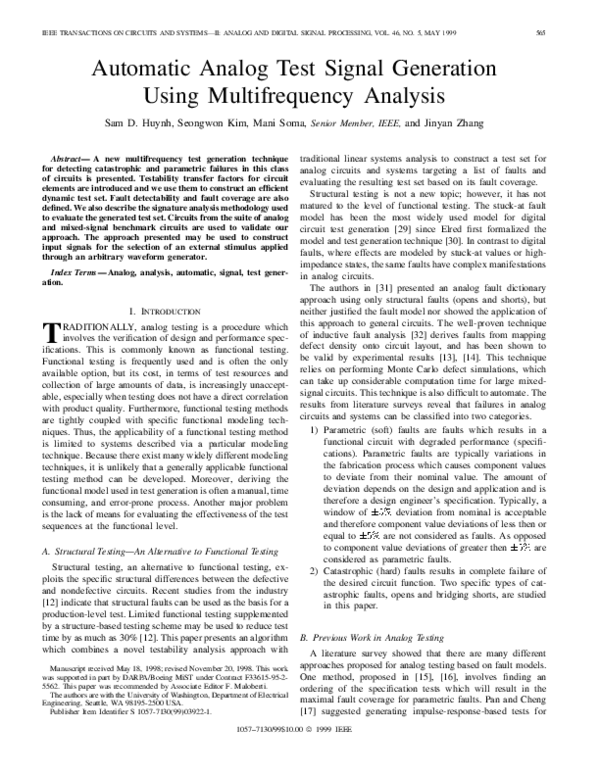 Pdf Automatic Analog Test Signal Generation Using Multifrequency Analysis
