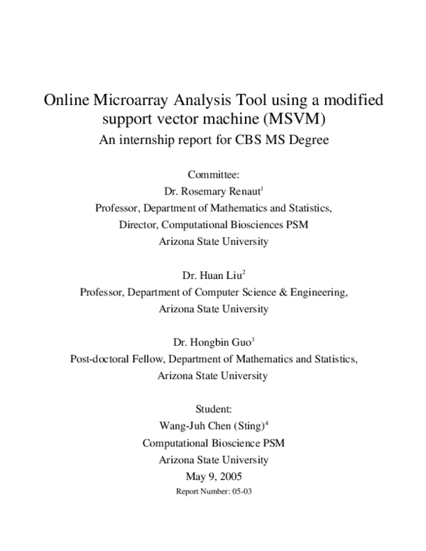 Pdf Online Microarray Analysis Tool Using A Modified Support Vector