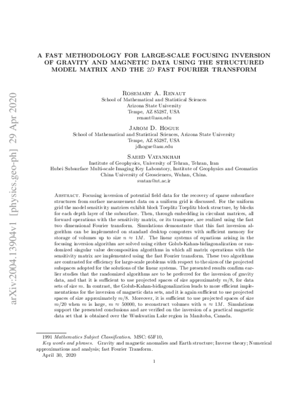 (PDF) A fast methodology for large-scale focusing inversion of gravity and magnetic data using ...
