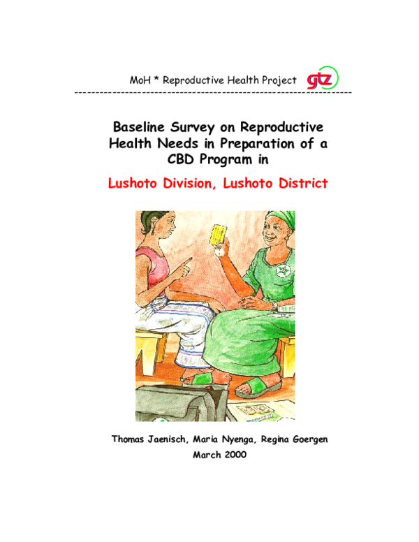 (PDF) MoH * Reproductive Health Project Baseline Survey on Reproductive ...