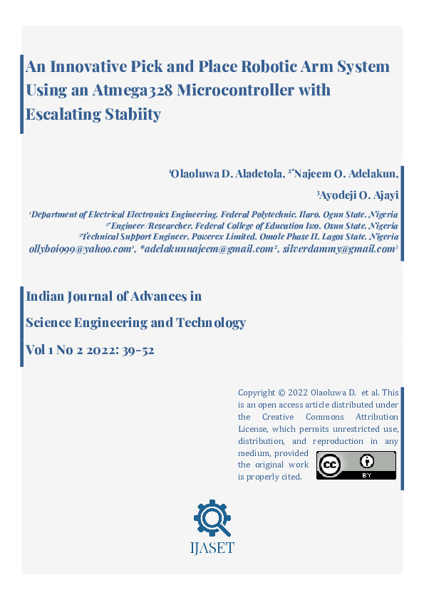(PDF) An Innovative Pick and Place Robotic Arm System Using an ...