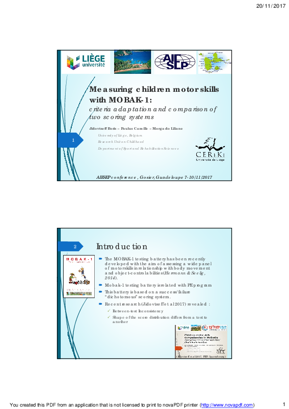 (PDF) Evaluating MOBAK-1 Motor Skill Scoring Systems