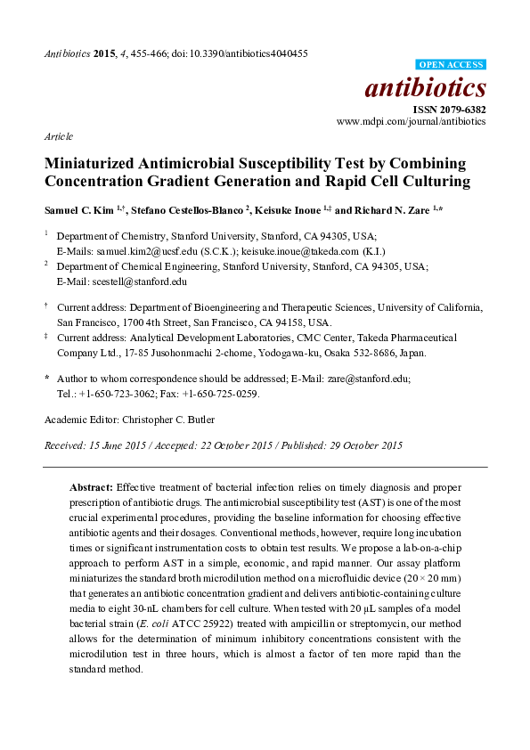 (PDF) Miniaturized Antimicrobial Susceptibility Test by Combining ...