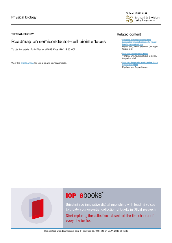 (PDF) Roadmap on semiconductor-cell biointerfaces