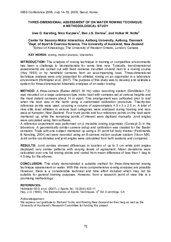 (PDF) Three-Dimensional Assessment of on Water Rowing Technique: A ...