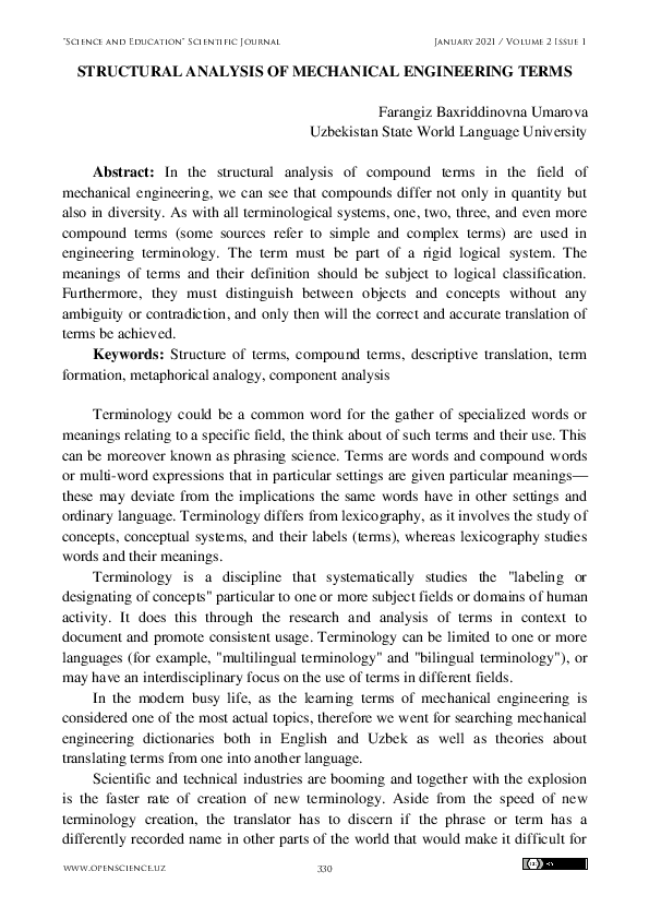 (PDF) Structural Analysis of Mechanical Engineering Terms
