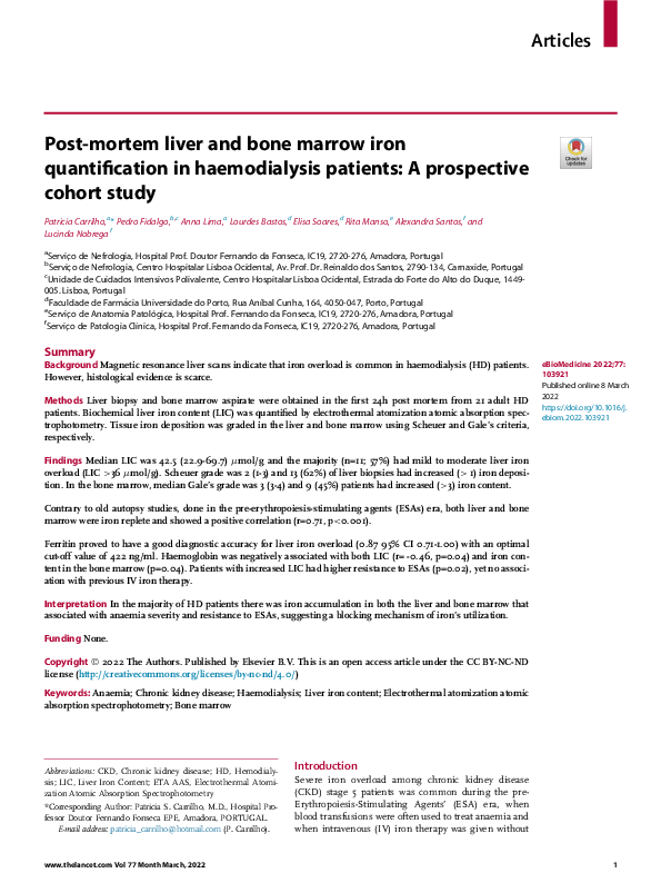 (PDF) Post-mortem liver and bone marrow iron quantification in ...