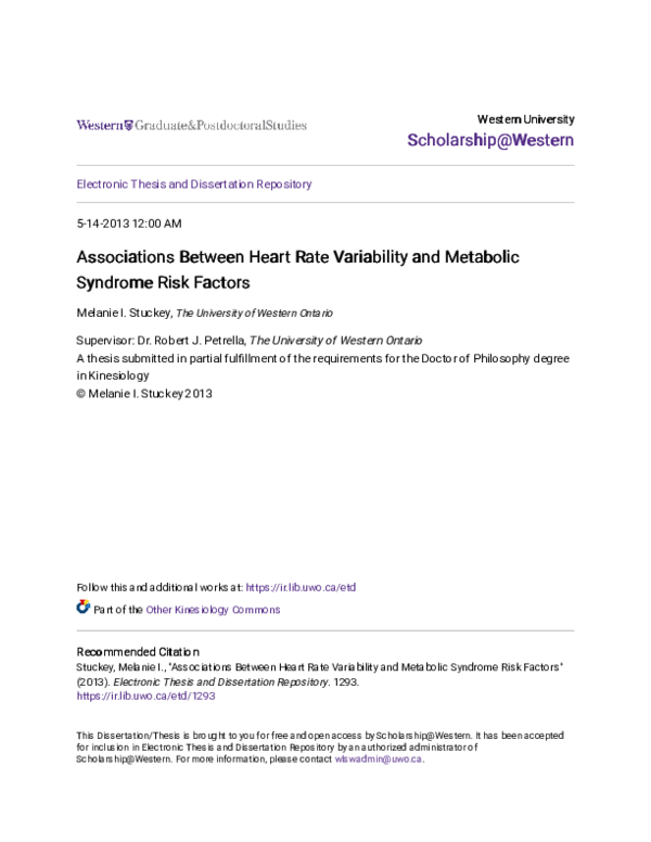(PDF) Associations Between Heart Rate Variability and Metabolic ...