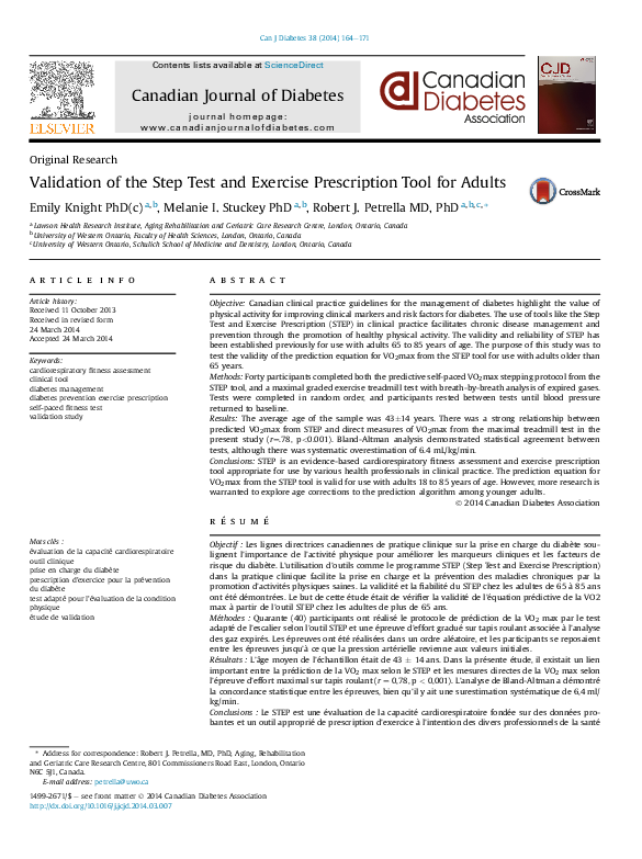 (PDF) Validation of the Step Test and Exercise Prescription (STEP ...
