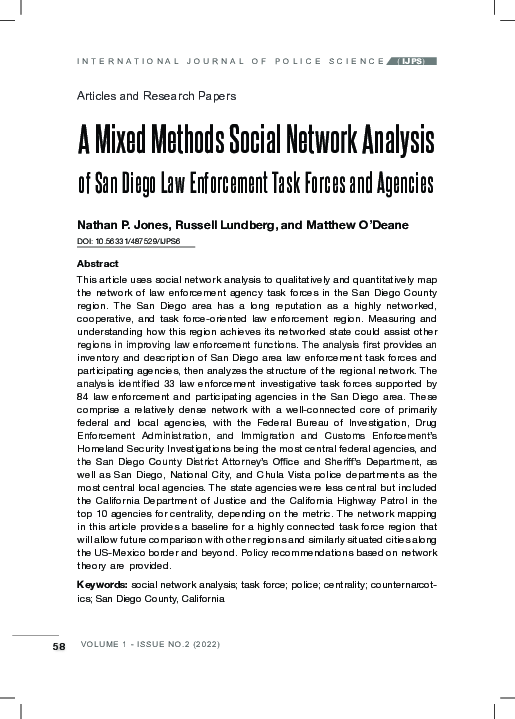 (PDF) Analyzing Law Enforcement Networks in San Diego