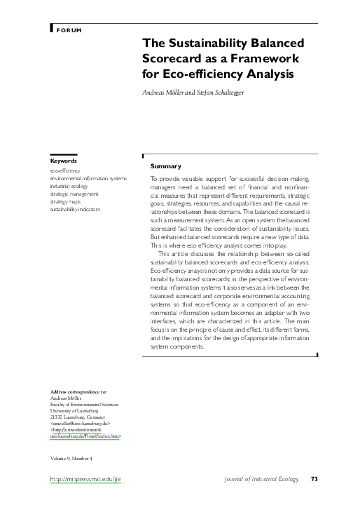 (PDF) The Sustainability Balanced Scorecard as a Framework for Eco ...