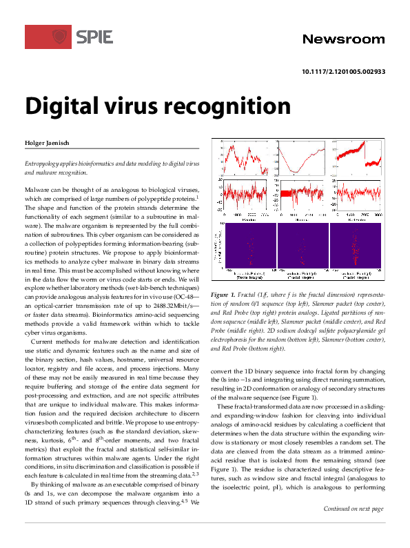 (PDF) Digital virus recognition