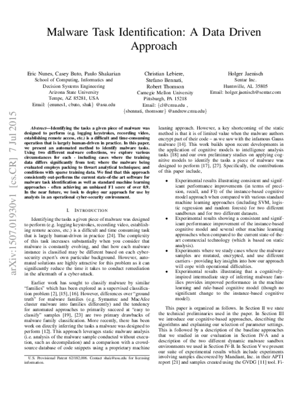 (PDF) Malware Task Identification