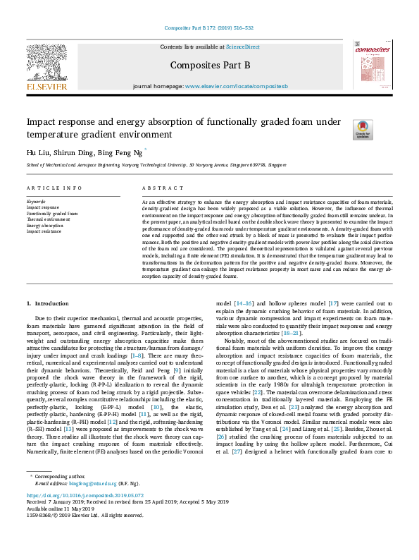 Pdf Impact Response And Energy Absorption Of Functionally Graded Foam Under Temperature