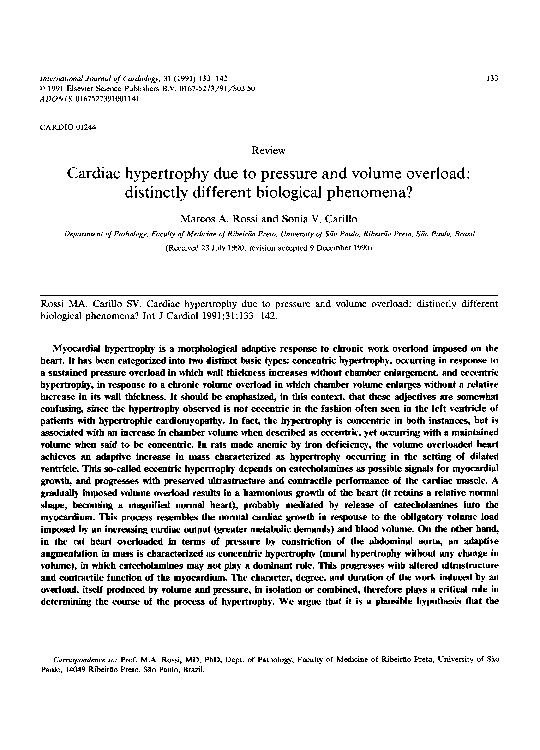 (PDF) Cardiac hypertrophy due to pressure and volume overload ...