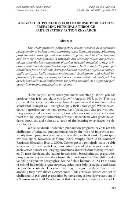 (PDF) A Signature Pedagogy for Leadership Education: Preparing ...
