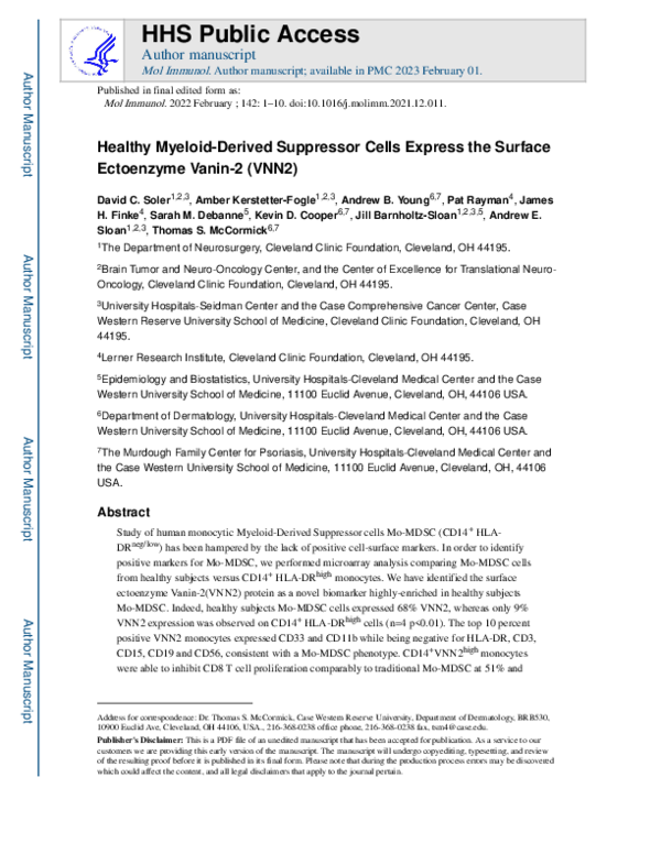 (PDF) Healthy myeloid-derived suppressor cells express the surface ...