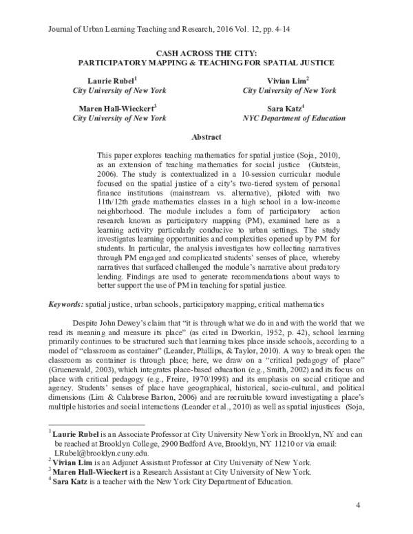 (PDF) Cash across the City: Participatory Mapping & Teaching for ...