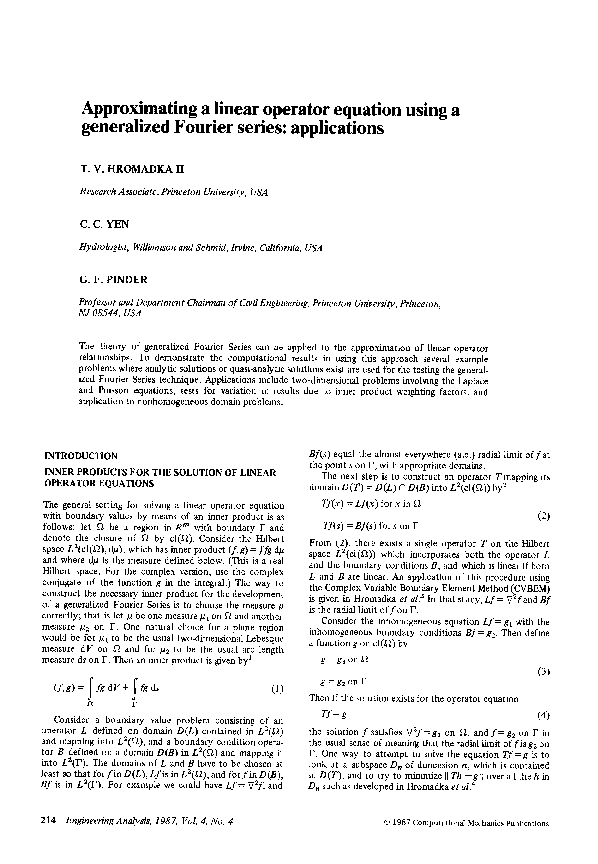 (PDF) Approximating a linear operator equation using a generalized Fourier series: applications