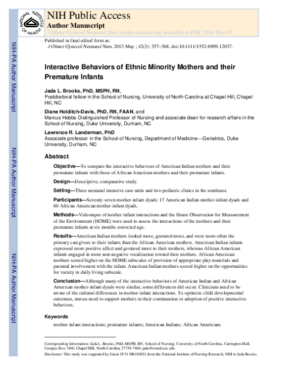 (PDF) Interactive Behaviors of Ethnic Minority Mothers and their ...