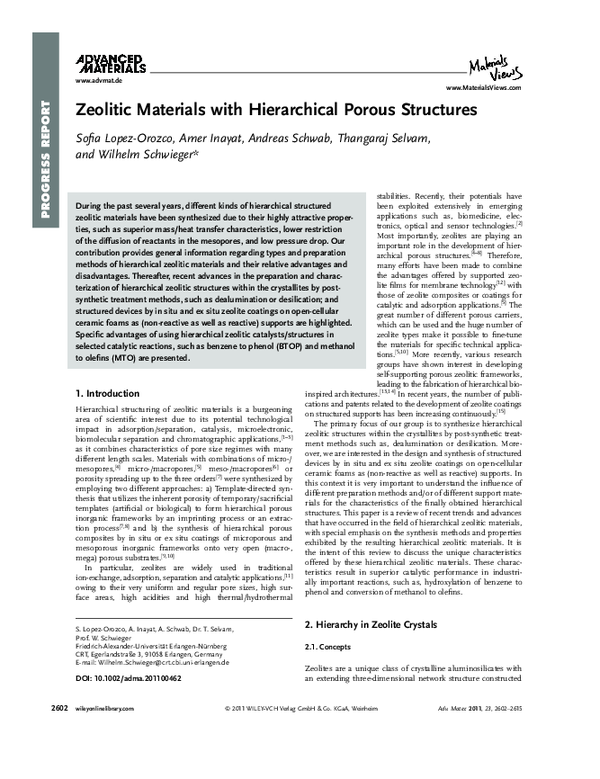 (PDF) Zeolitic Materials with Hierarchical Porous Structures