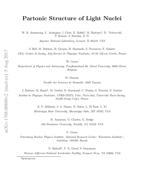 (PDF) Partonic Structure of Light Nuclei