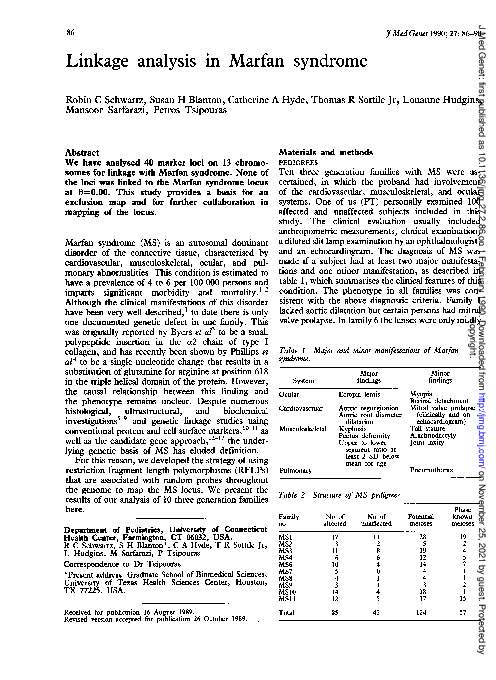 (PDF) Linkage analysis inMarfansyndrome