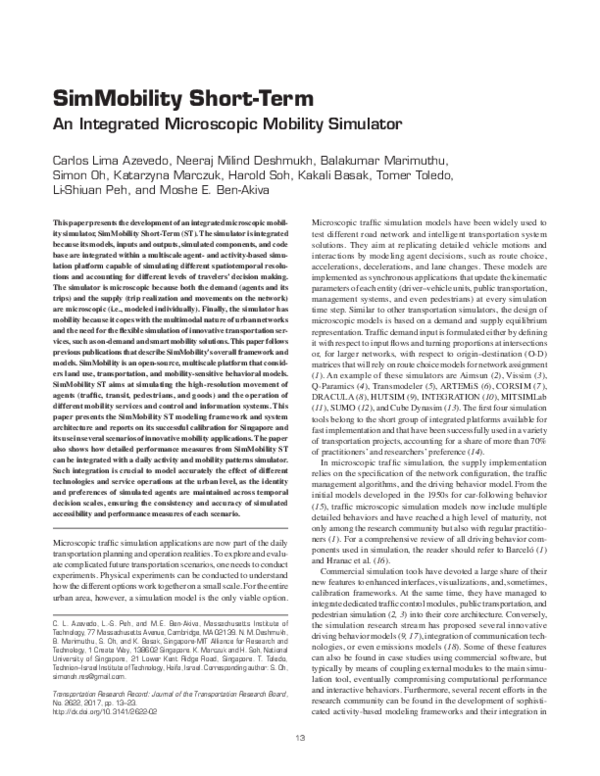 (PDF) SimMobility Short-Term: An Integrated Microscopic Mobility Simulator