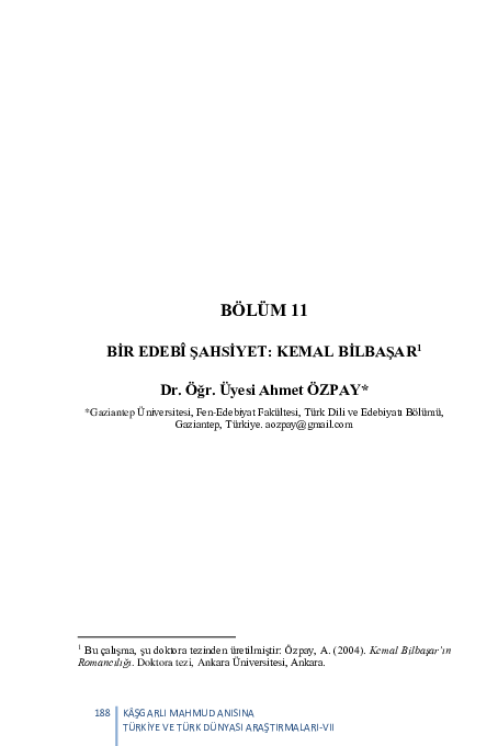 (PDF) BIR EDEBI SAHSIYET KEMAL BILBASAR