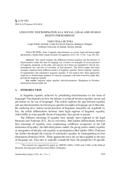 (PDF) Linguistic Discrimination as a Social, Legal and Human Rights ...