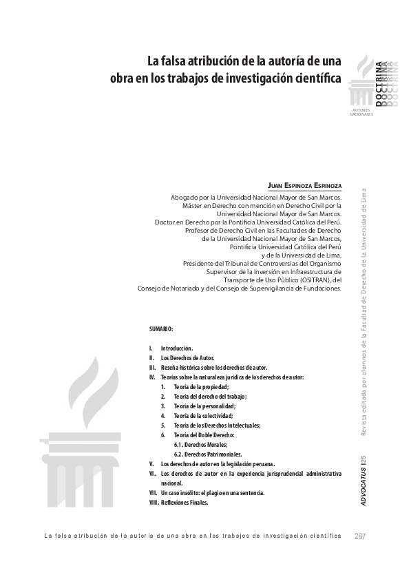 (PDF) La falsa atribución de la autoría de una obra en los trabajos de ...