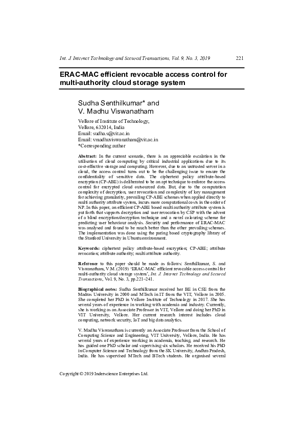 (PDF) ERAC-MAC efficient revocable access control for multi-authority ...