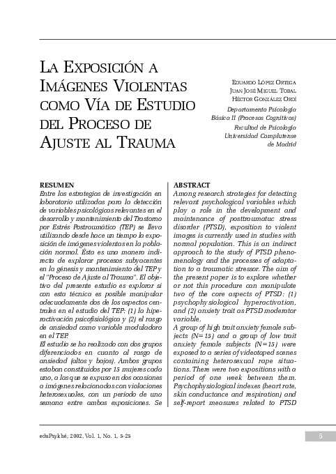 (PDF) La exposición a imágenes violentas como vía de estudio del ...
