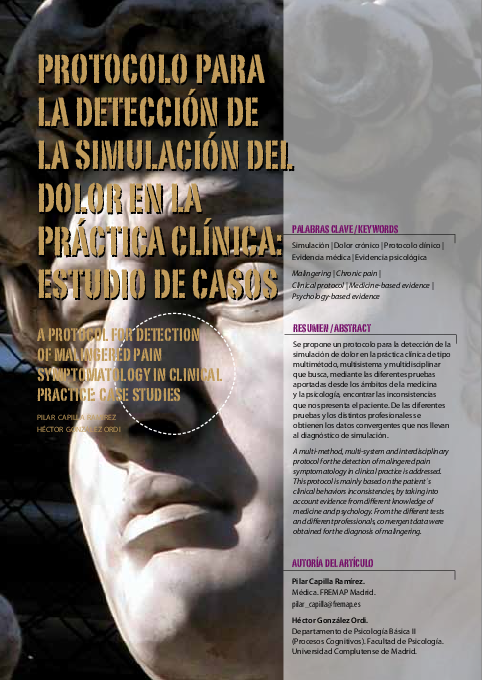(PDF) Protocolo para la detección de la simulación del dolor en la práctica clínica: estudio de ...