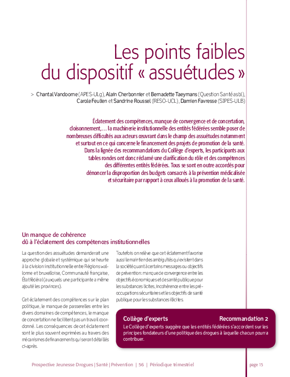 (PDF) Les points faibles du dispositif "assuétudes | Sandrine Roussel ...