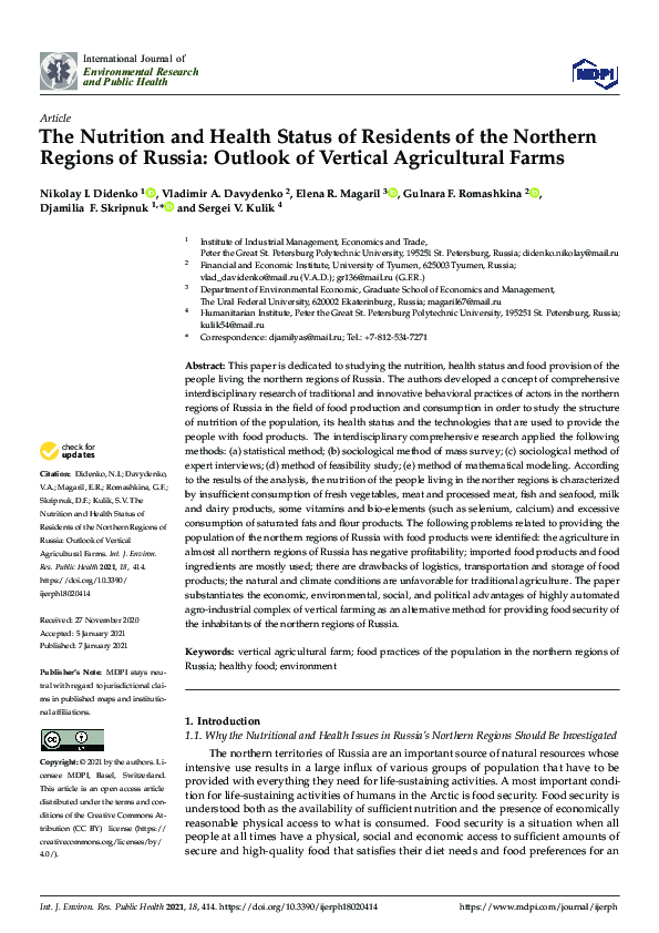 (PDF) The Nutrition and Health Status of Residents of the Northern ...