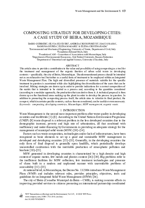(PDF) Composting Strategy for Developing Cities: A Case Study of Beira, Mozambique