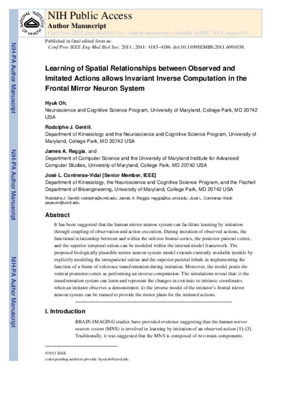 (PDF) Learning of spatial relationships between observed and imitated ...